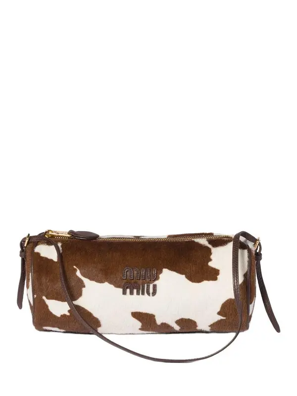 Miu Miu Printed Leather Pouch - White/burnt Sienna