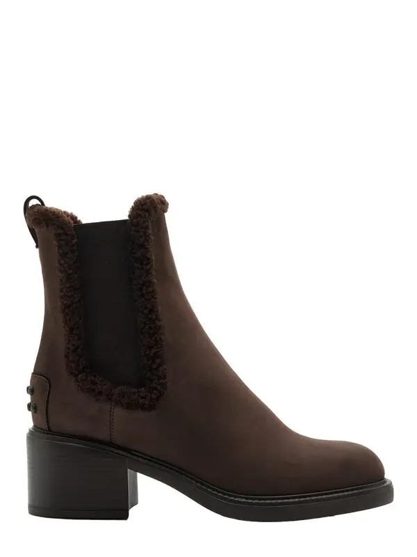 TOD'S Shearling-lined Chelsea Boots - Brown