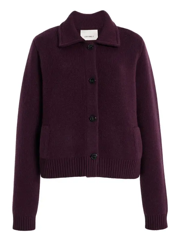LISA YANG Lynna Cashmere Cardigan Jacket - Burgundy