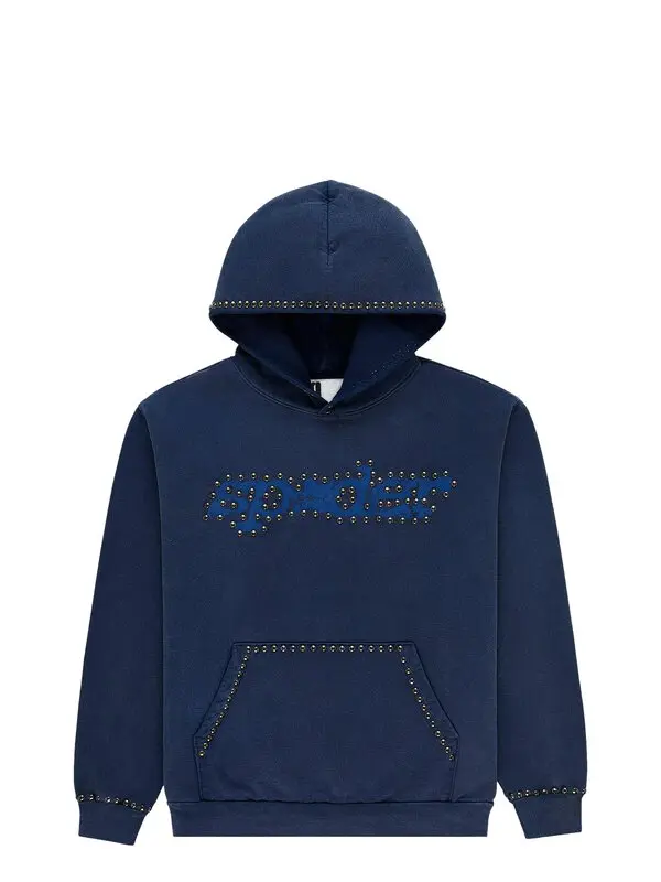 SP5DER Punk V3 Studded Hoodie - Blue