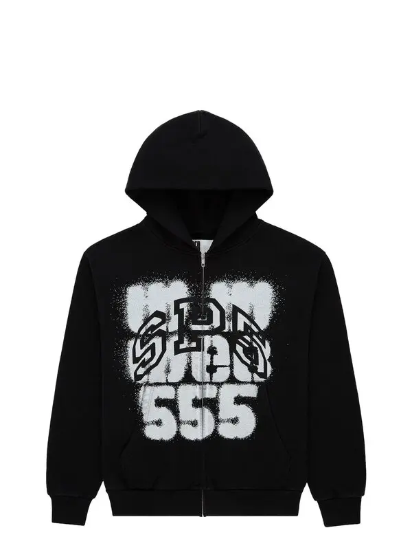 SP5DER Sp555 Zip Hoodie - Black