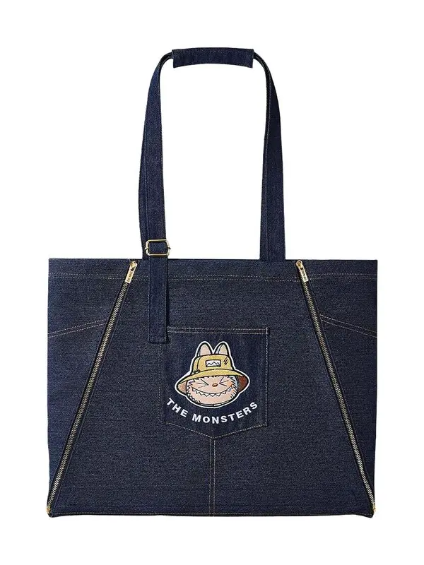 POP MART The Monsters Labubu Fall In Wild Series Denim Apron Bag - Blue