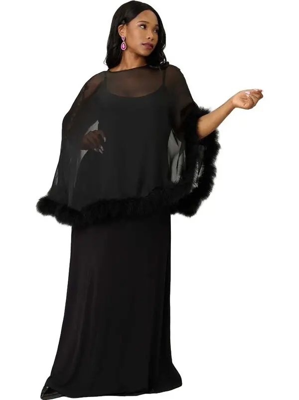 SMAK PARLOUR Cape Maxi Dress - Black