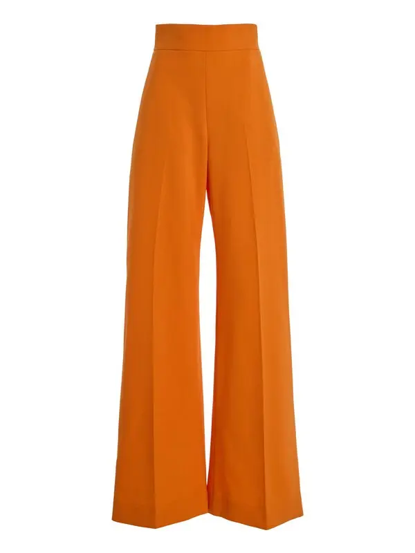 Carolina Herrera High-rise Bi-stretch Wool Wide-leg Trousers - Orange