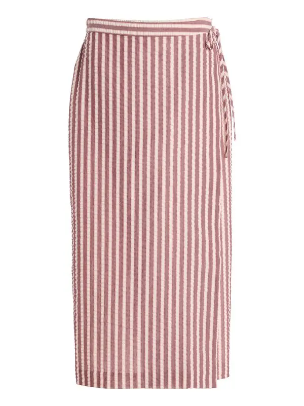Simkhai Monty Striped Cotton-blend Midi Wrap Skirt - Pink