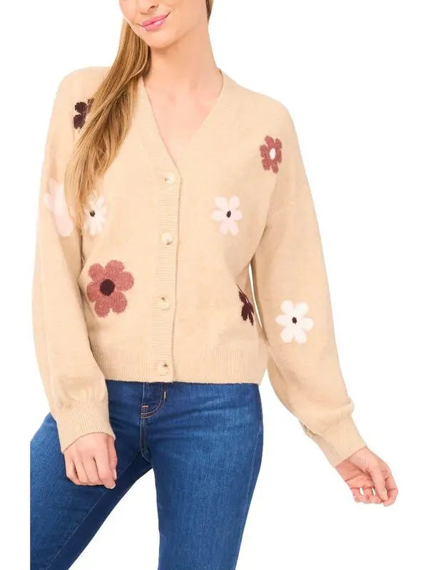 CECE DUPRAZ Floral Cardigan - Sandy Heather