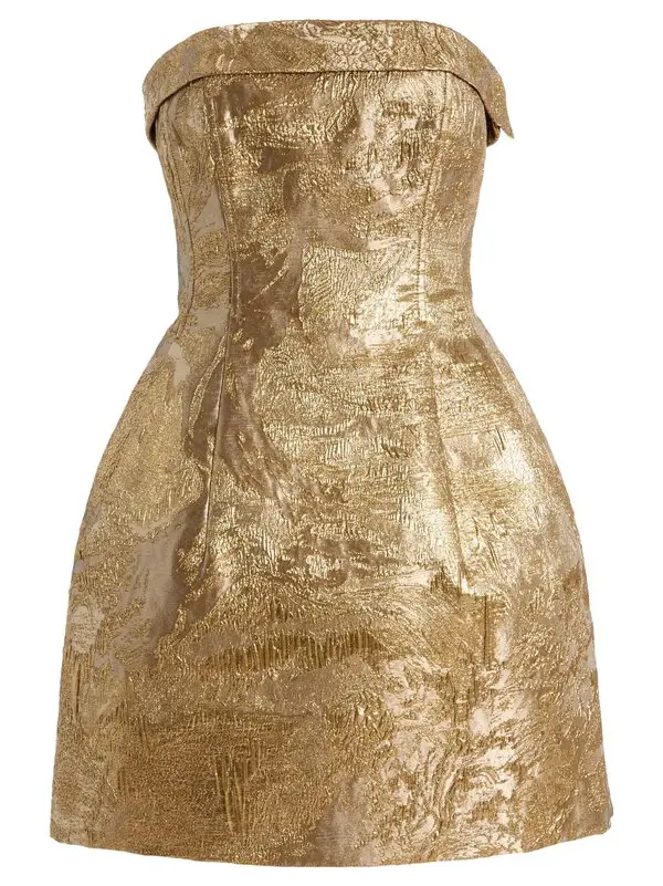 Simkhai Ariani Metallic-jacquard Mini Dress - Gold