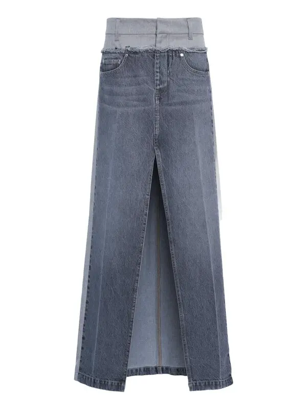Stella McCartney Trouser-waist Denim Maxi Skirt - Grey