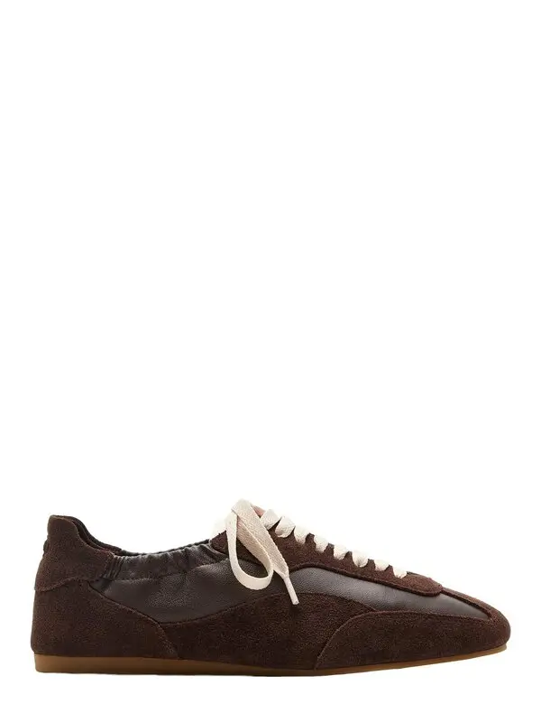 Simkhai Georgie Elasticized Leather Sneakers - Brown
