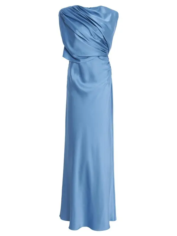 Stella McCartney Draped Satin Cape Gown - Blue