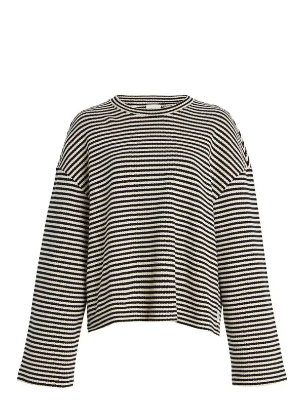 Closed Striped Knit Cotton Top - Black