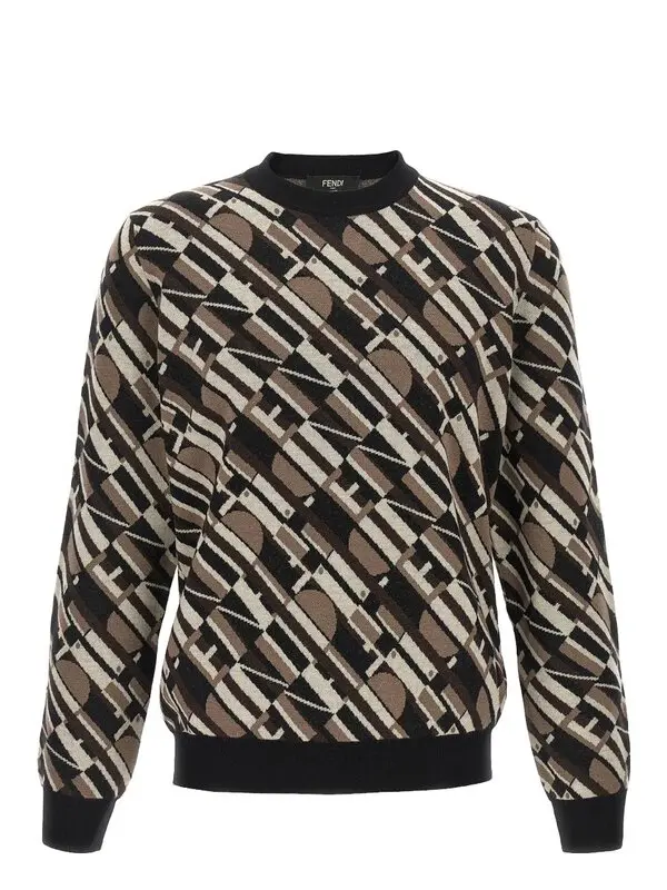 Fendi Jacquard Wool Sweater - Brown