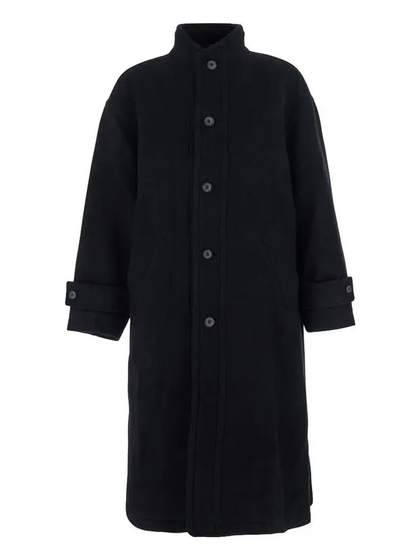 COOR Coat With High Neck And Belted Cuffs - Black