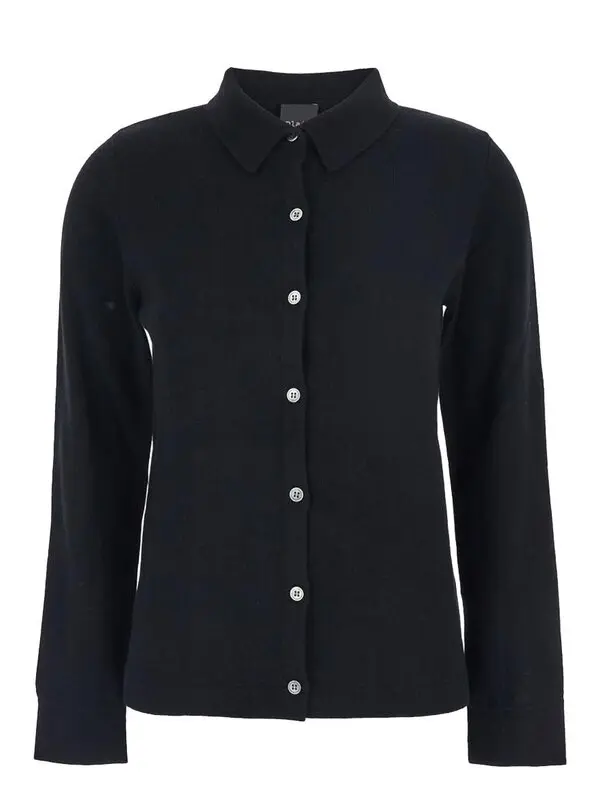 PLAIN Cashmere Polo Collar Sweater - Black