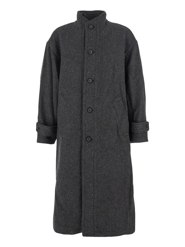 COOR Wool And Cashmere-blend Coat With High Collar - Grey