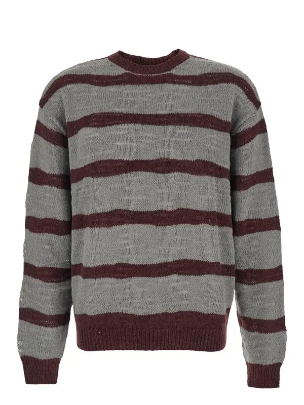 COOR Crew Neck Striped Wool-blend Sweater - Grey
