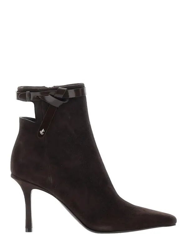 JIMMY CHOO Camie Suede Ankle Boots With Knot Detail - Brown