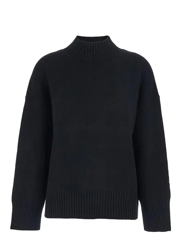 PLAIN Cashmere Turtleneck Sweater With Drop Shoulder - Black