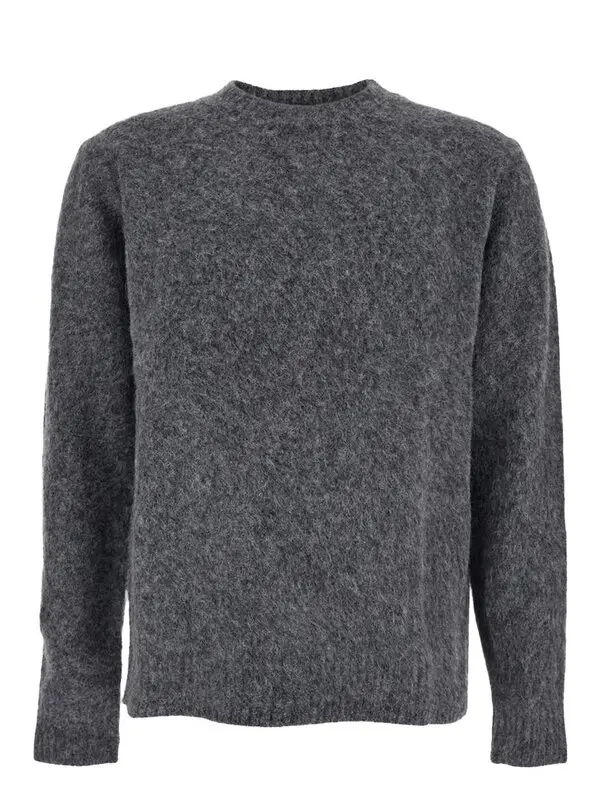 COOR Crewneck Sweater With Ribbed Trims In Wool Blend - Grey
