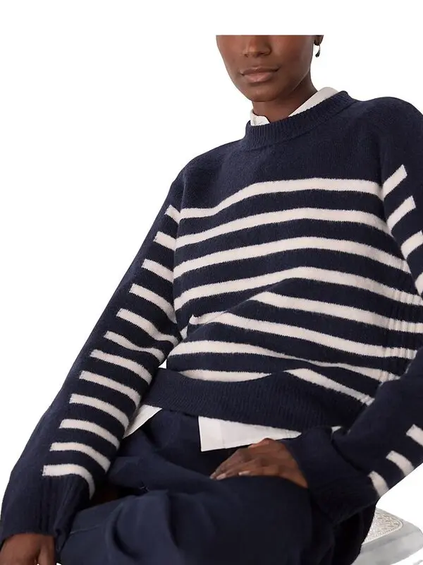 Whistles Wool Blend Round Neck Sweater - Navy/multi
