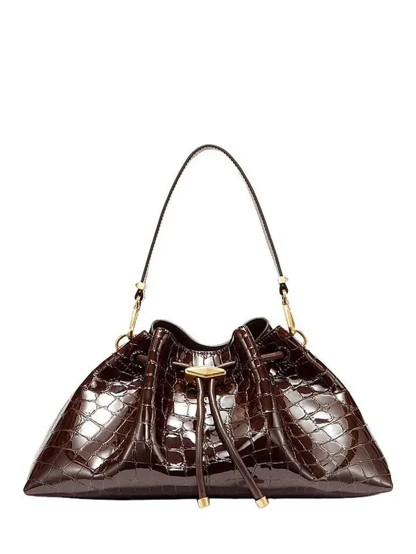 JIMMY CHOO Cinch M Embossed Leather Shoulder Bag - Sambuco