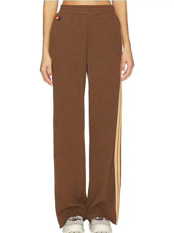 Aviator Nation 5 Stripe Wide Leg Pocket Sweatpant - Chocolate & Espresso