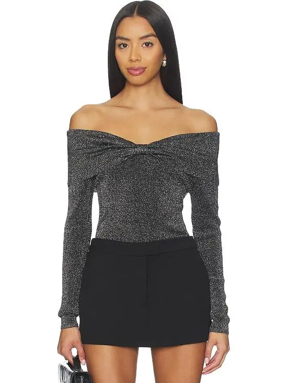 Central Park West Colette Ribbed Lurex Sweater - Black