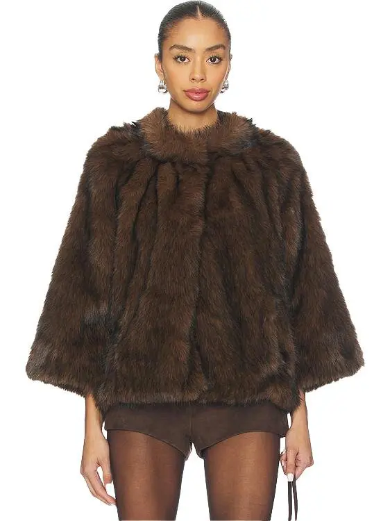 GUIZIO Faux Fur Topper - Espresso