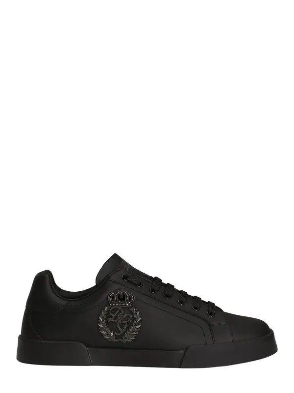 Dolce & Gabbana Portofino Light Strobel Calfskin Sneakers - Black