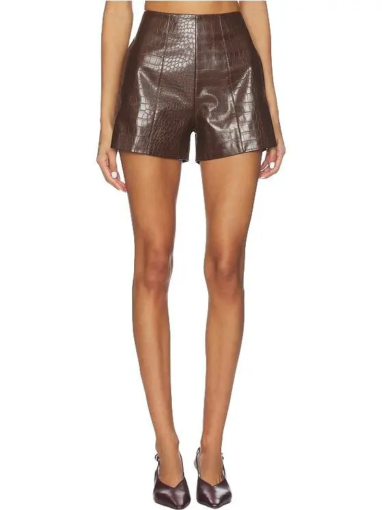 LAMARQUE Esther Faux Leather Shorts - Brown