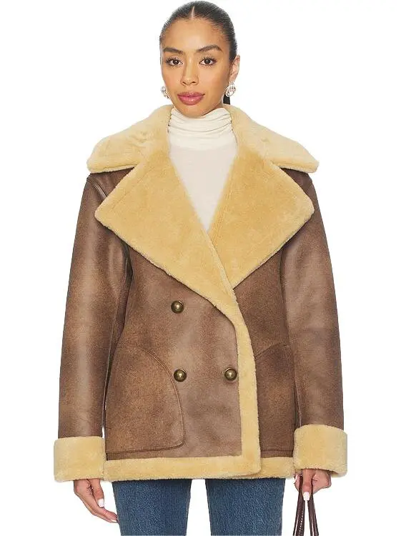 Free People We The Free Mari Reversible Coat - Tan Cream Combo
