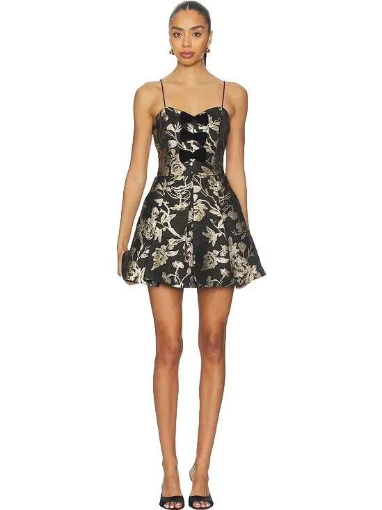 Alice + Olivia Daniela Bow Structured Mini Dress - Black & Gold