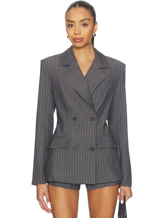 ALL THE WAYS Sonnet Blazer - Grey Pinstripe