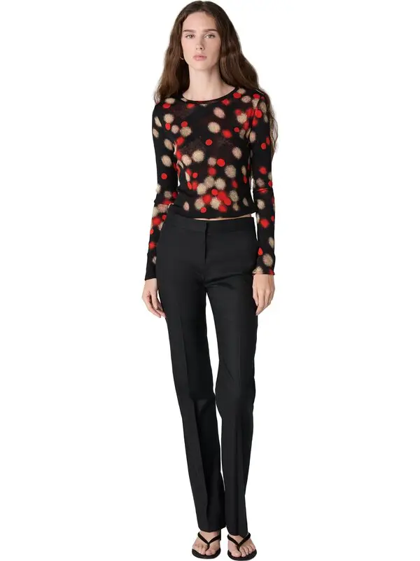 Diane Von Furstenberg Logan Reversible Top - Ship Lights Black And Giant Seurat Leopard Red