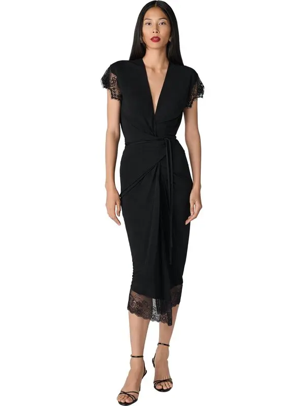 Diane Von Furstenberg Mariana Lace-trimmed Wrap Dress - Black