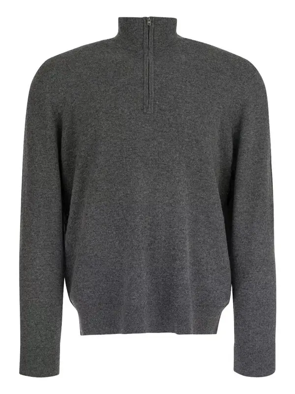 Vince Long-sleeve Zip Neck Sweater - Grey