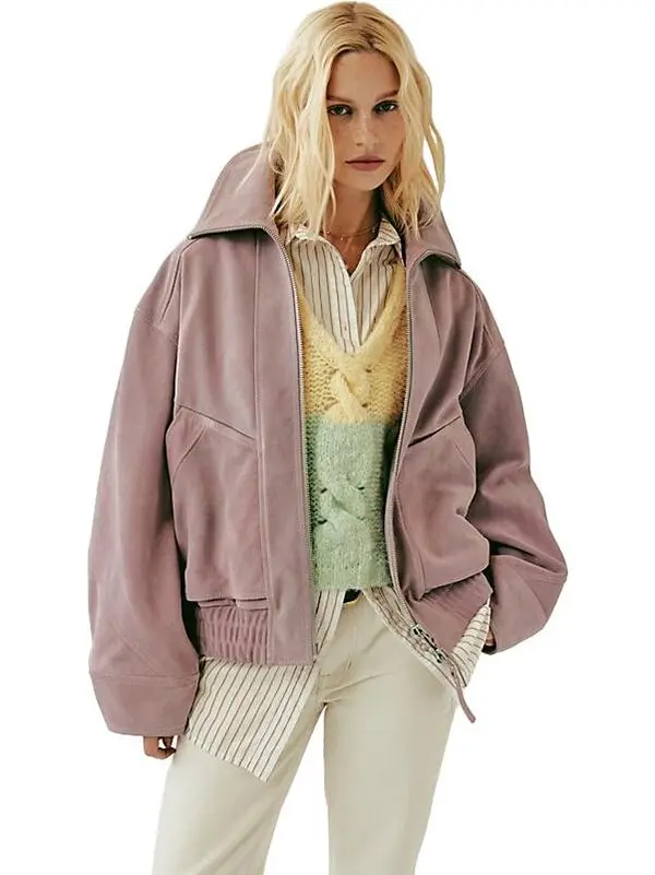 Free People We The Free Desert Moon Suede Jacket - Violet Mist