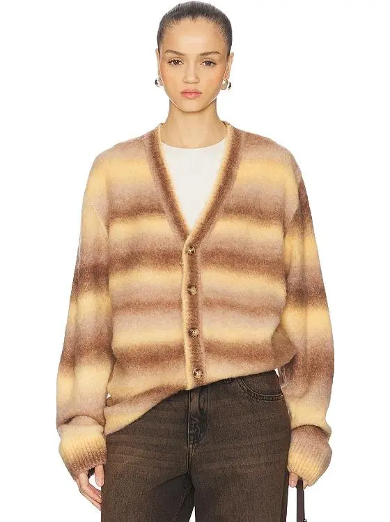 DR. DENIM Cardigan With Striped Pattern - Brown