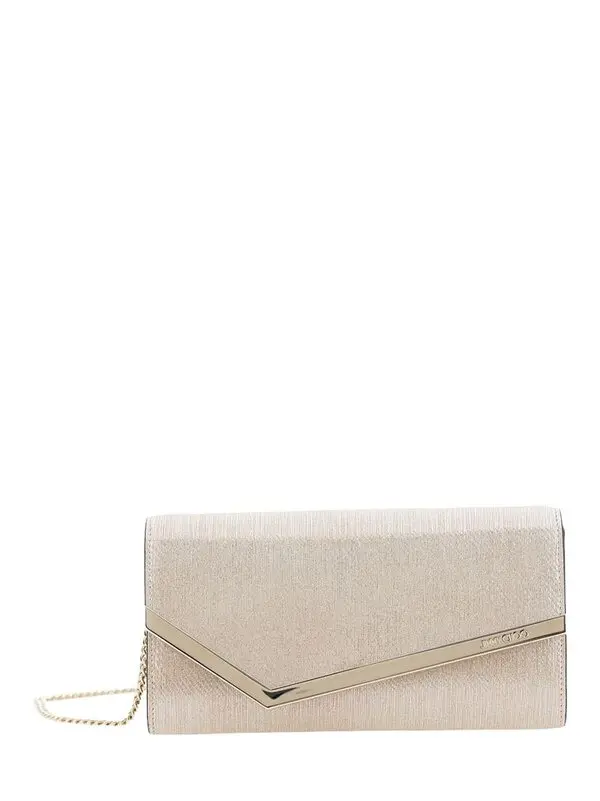 JIMMY CHOO Emmie Metallic Leather Clutch - Grey