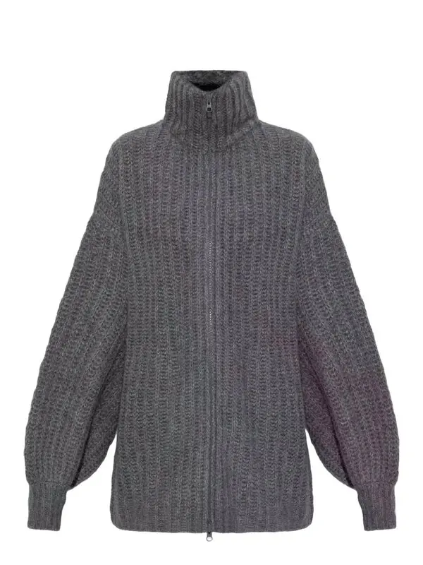 LISA YANG Balloon-sleeve Zip Cardigan - Grey