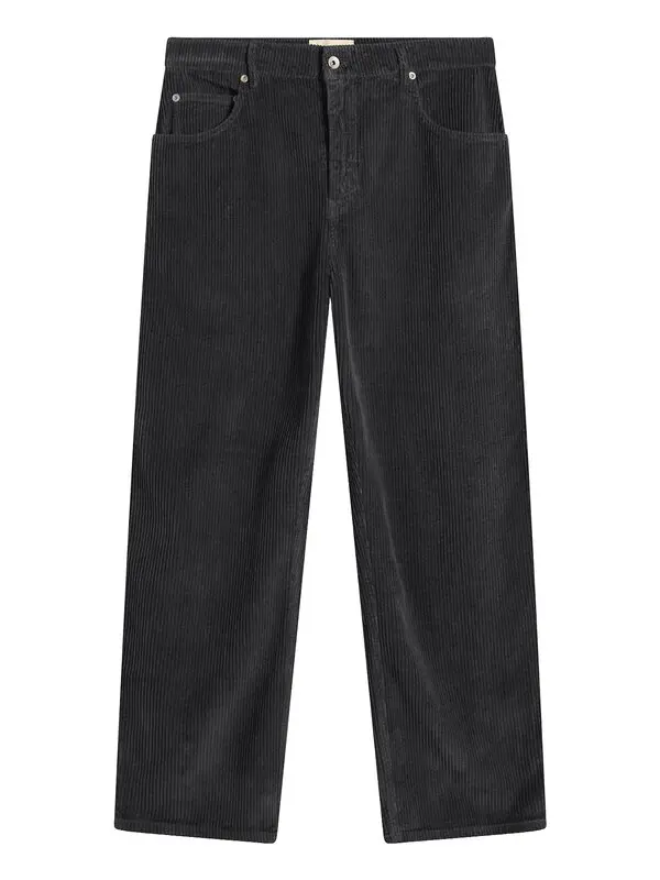 Folk Barrel Leg Corduroy Trousers - Smoke Grey Chunky Cord