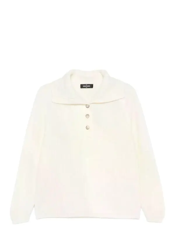 GRAN SASSO Collared Button Sweater - White
