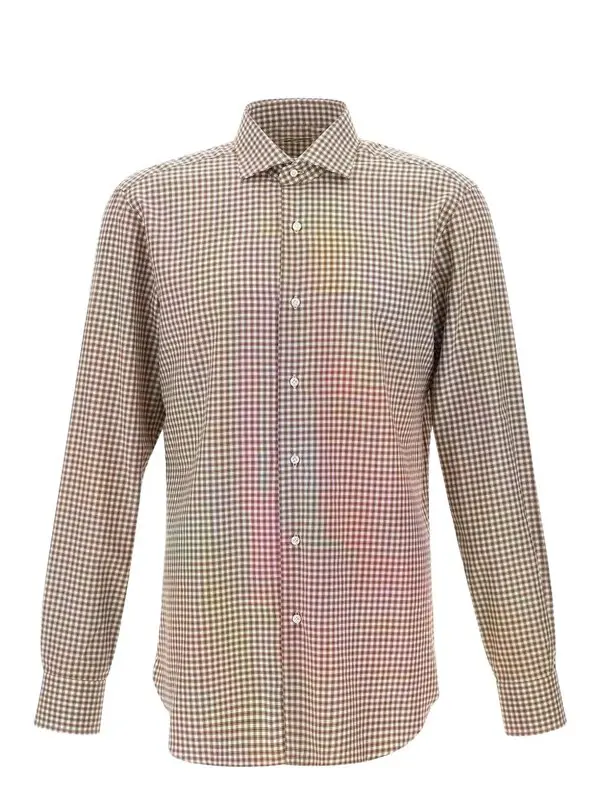 BARBA NAPOLI Checked Long-sleeves Shirt - Brown