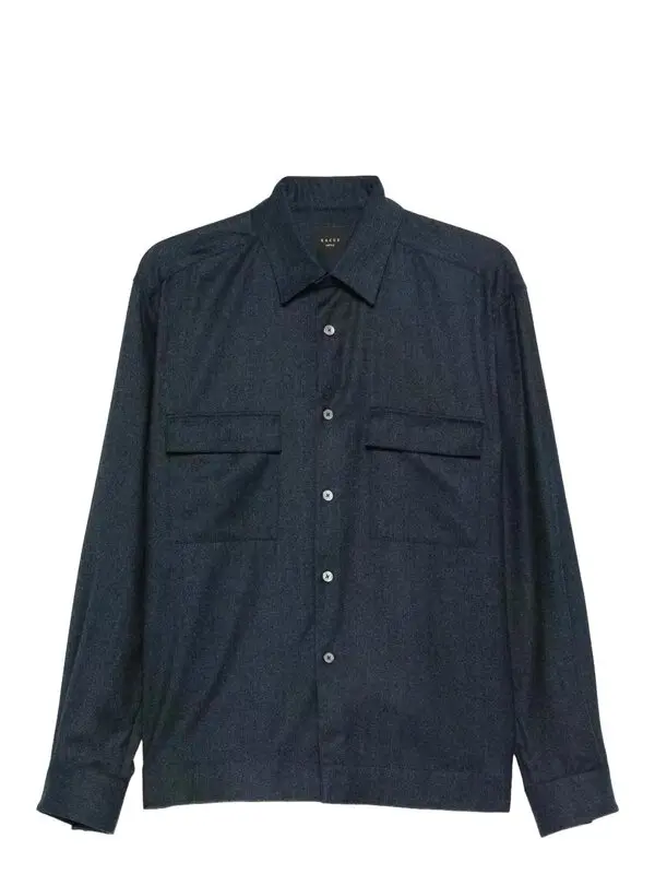 XACUS Pocket-chest Wool Shirt - Blue
