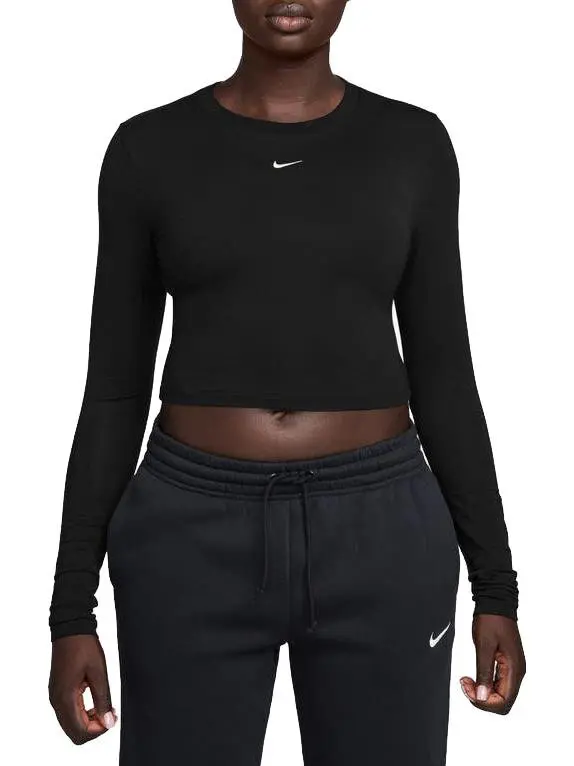Nike Sportswear Chill Knit Slim Long Sleeve Crop T-shirt - Black/black
