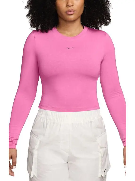 Nike Sportswear Chill Knit Slim Long Sleeve Crop T-shirt - Pink