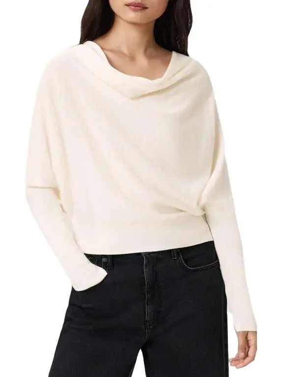 ALLSAINTS Ridley Dolman Sleeve Crop Sweater - Chalk White