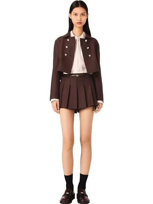 Maje Short Double-breasted Jacket - Brown