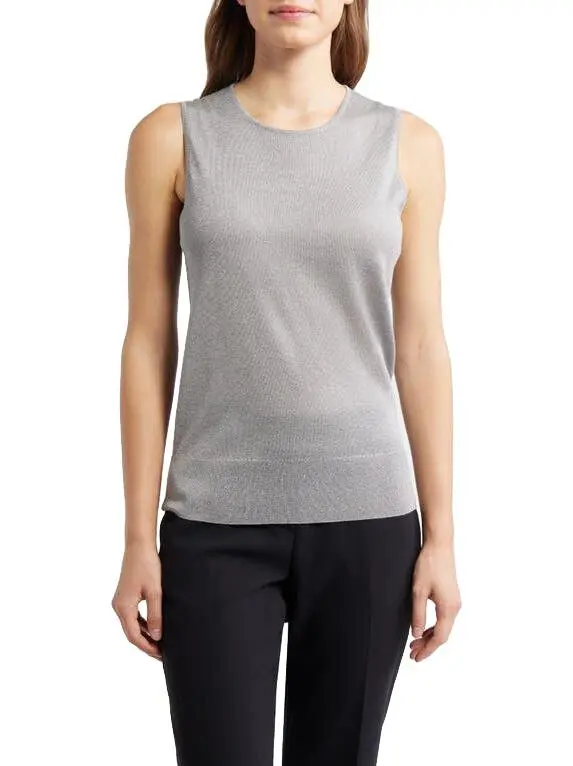 Anne Klein Metallic Sweater Tank - Silver Grey Heather