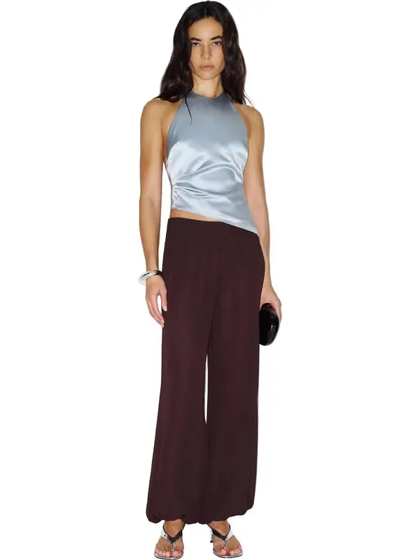 REFORMATION Reese Silk Halter Top - Blue